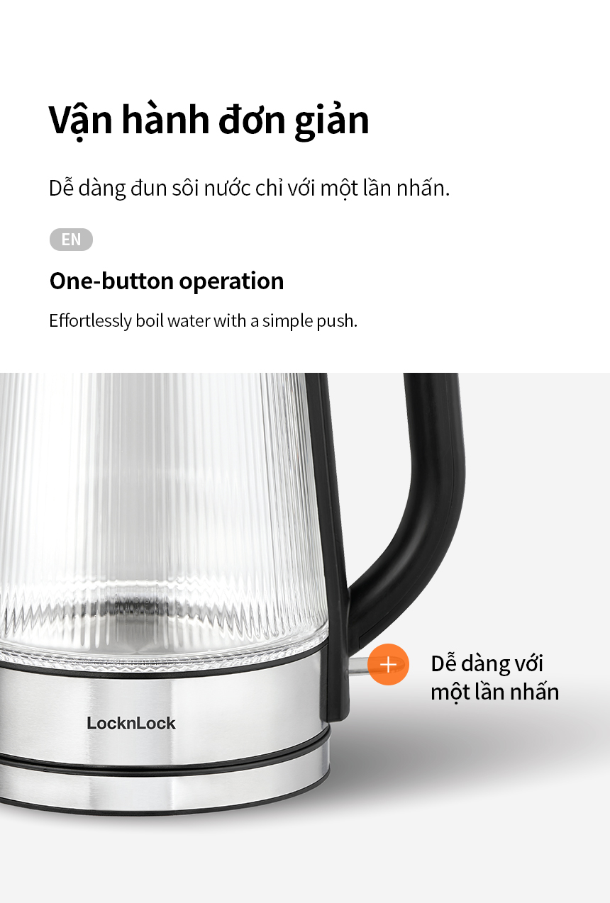 Ấm đun siêu tốc bằng thủy tinh LocknLock Glass Electric Kettle 1.8L có ...
