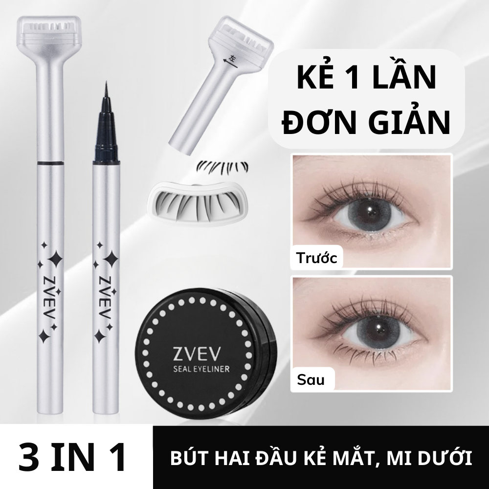 Bút kẻ mi dưới Khuôn kẻ mắt eyeliner 3in1 ZVEV, Con dấu in mi dưới sắc ...