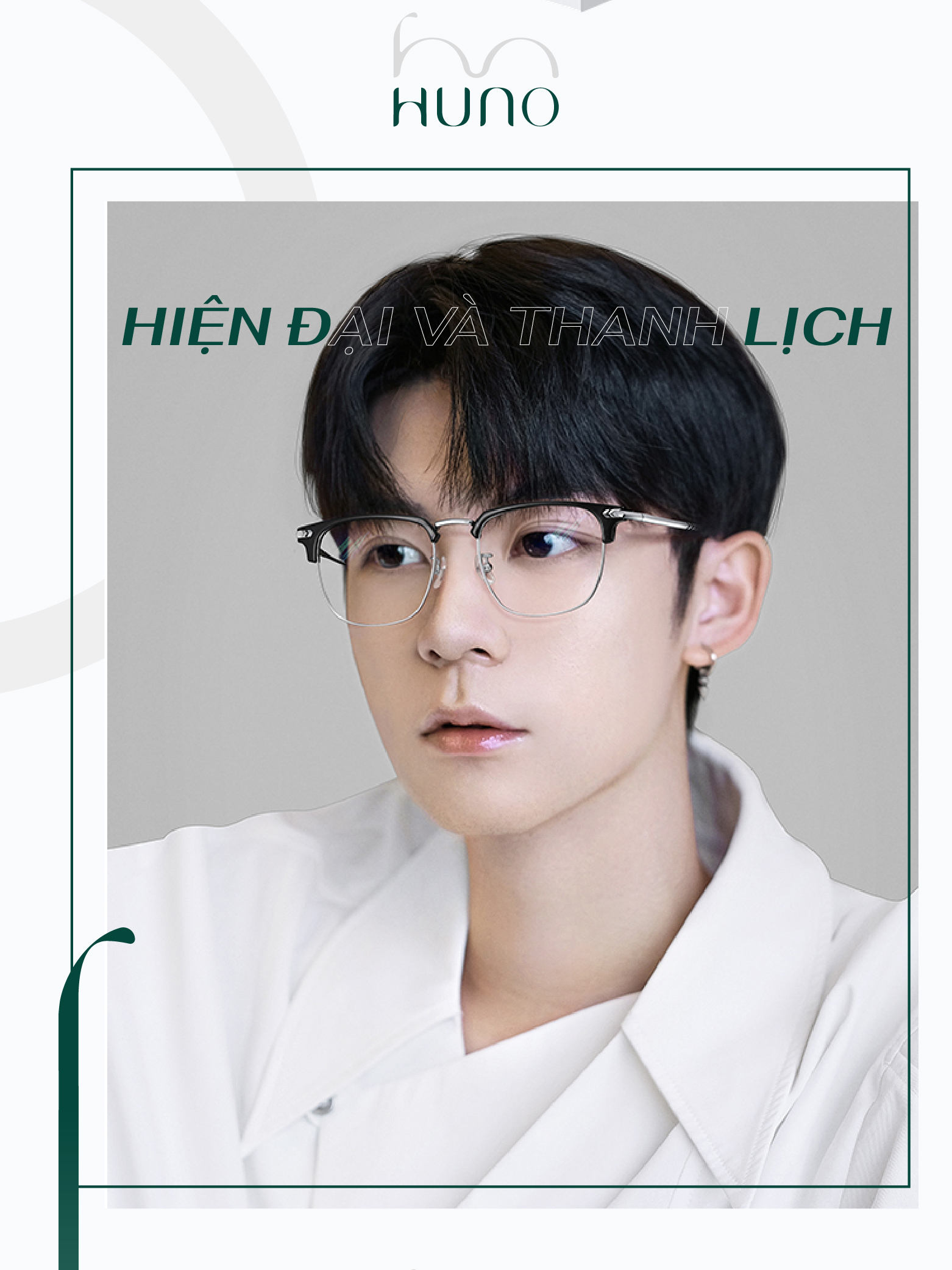 Mắt kính Nam Nữ thời trang HUNO, gọng kính cận nam vuông kim loại cao cấp 0 độ chống ánh sáng ...