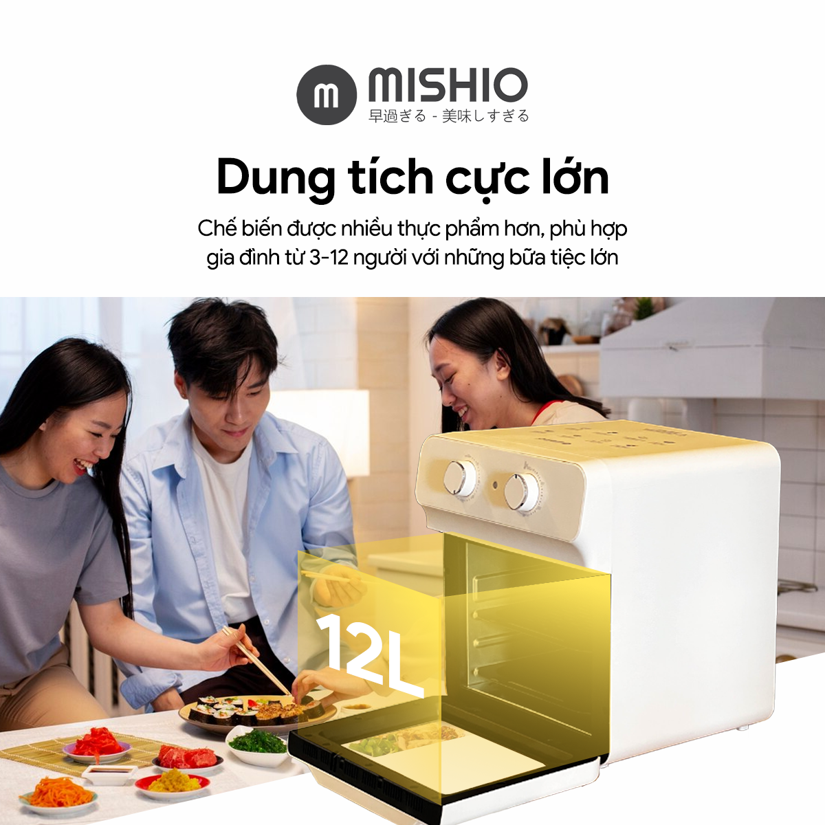 Nồi Chiên Không Dầu Khổng Lồ 12 Lít Mishio MK393 1700W | Shopee Việt Nam