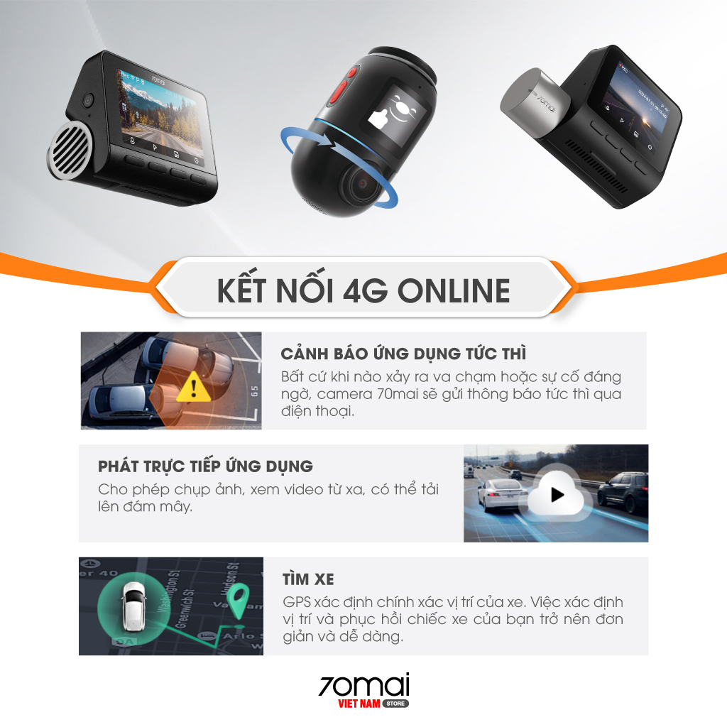 Bộ Hardwire Kit UP04 cho camera hành trình 70mai A810, A510, Omni kết nối 4G giám sát xe từ xa ...