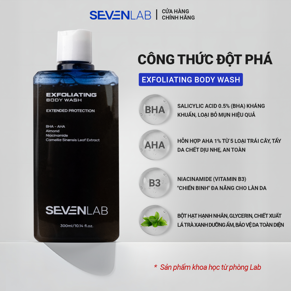 Combo sữa tắm tẩy tế bào chết SEVENLAB dưỡng trắng da, ngừa mụn cơ thể hiệu quả 300ml | Shopee ...