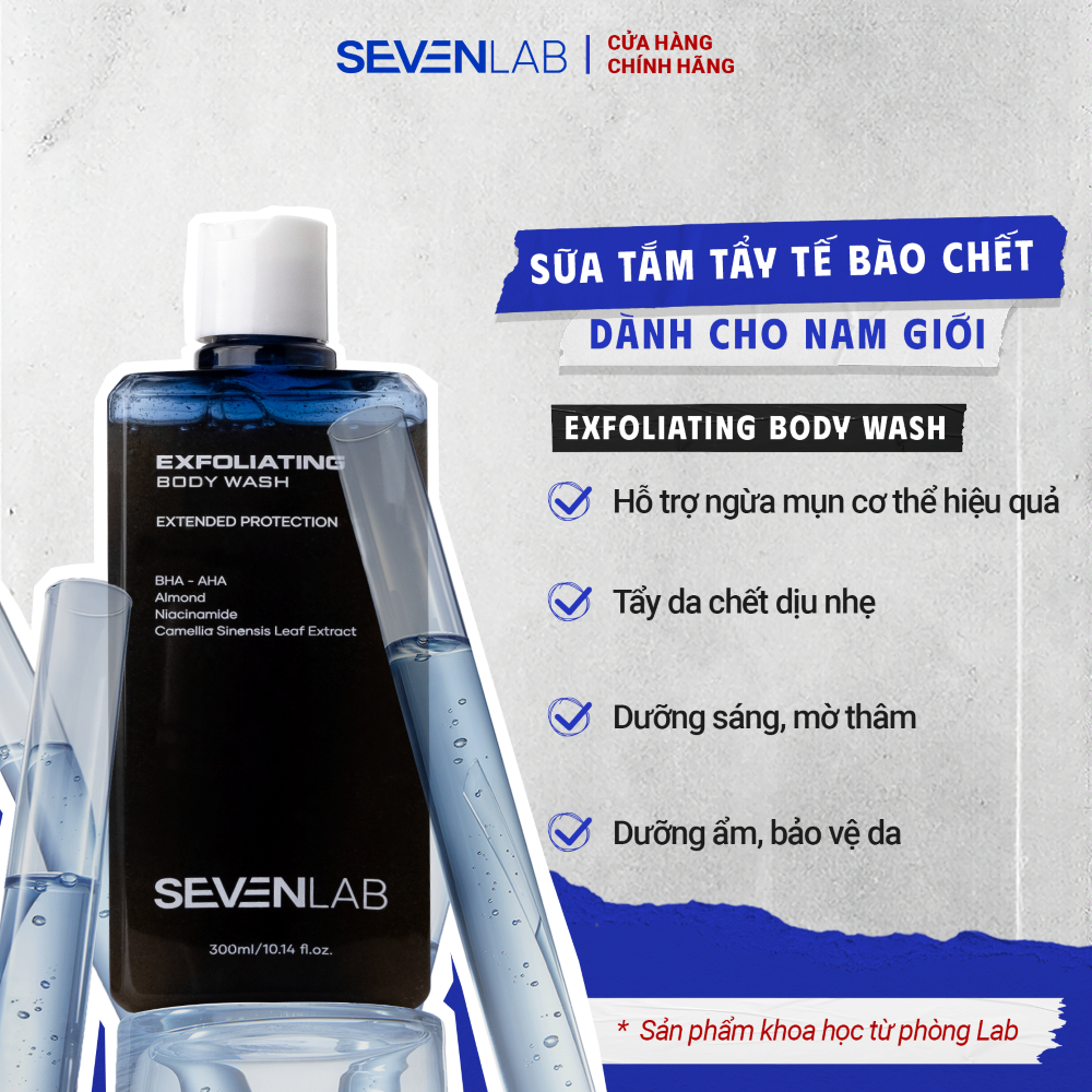 Combo sữa tắm tẩy tế bào chết SEVENLAB dưỡng trắng da, ngừa mụn cơ thể hiệu quả 300ml | Shopee ...