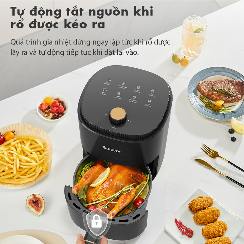 Nồi chiên không dầu Gaabor AF-35M02A dung tích 3.5L nút cơ chống dính ...