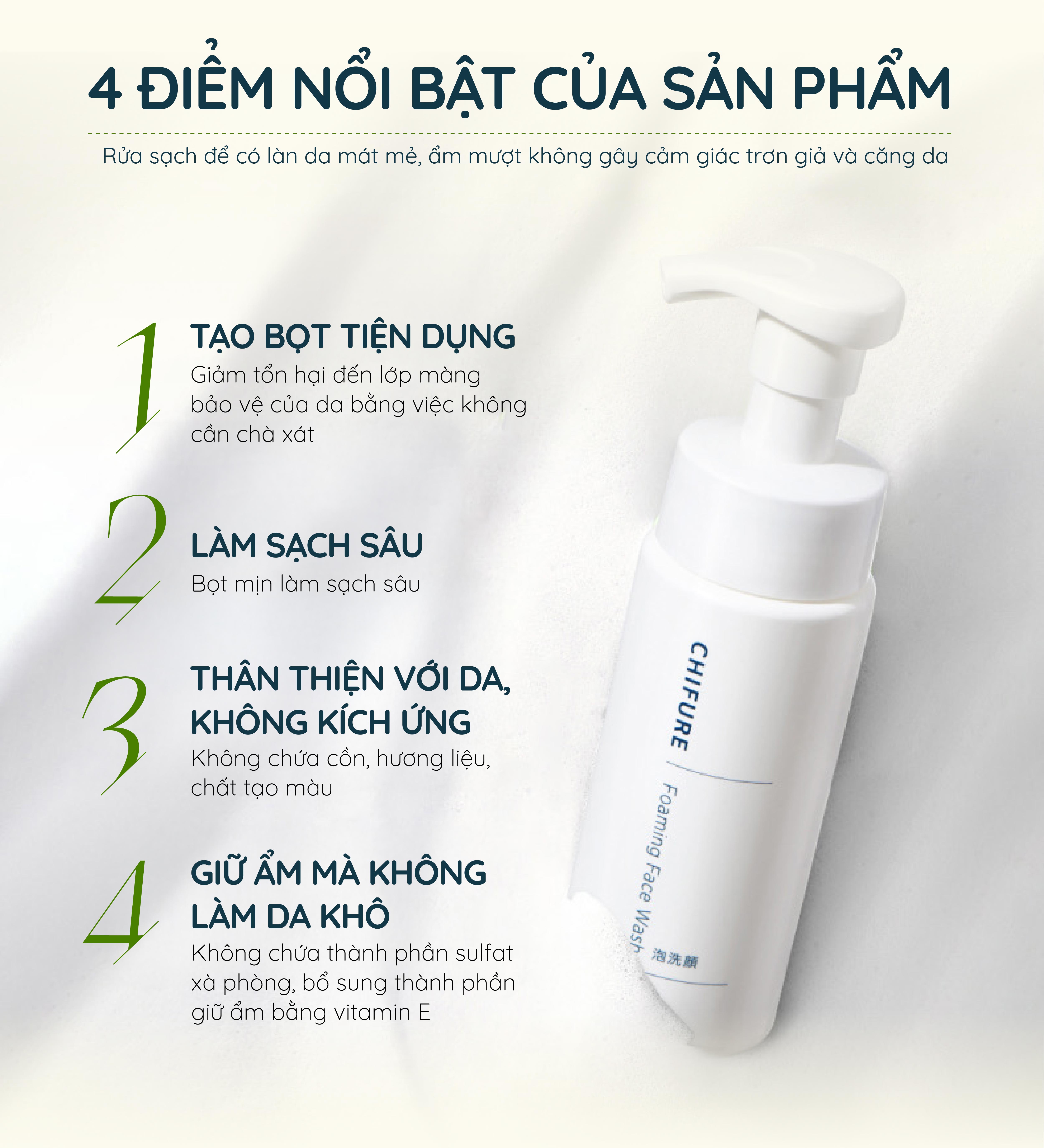Sữa Rửa Mặt Tạo Bọt Tinh Chất Hương Thảo Bọt Dịu Nhẹ Phù Hợp Da Dầu, Mụn, Khô Chifure Foaming ...