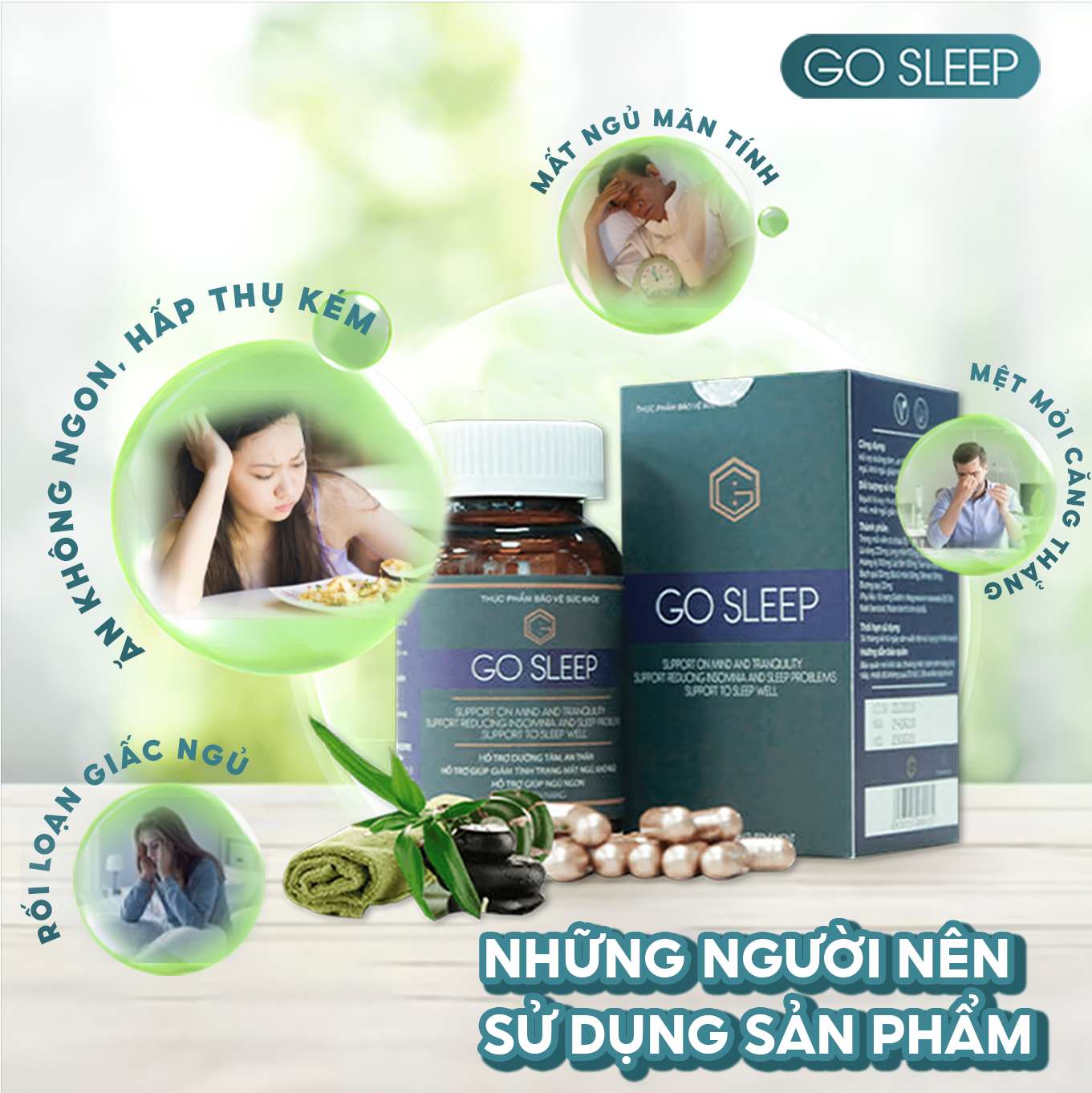 Viên uống ngủ ngon Go Sleep - hỗ trợ cải thiện giấc ngủ, giảm căng ...