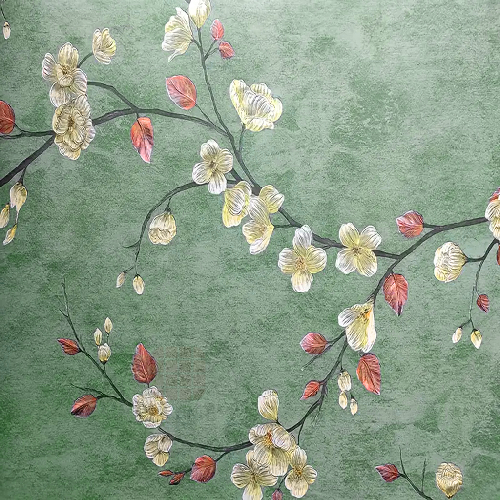 10m Giấy dán tường vintage hoa vàng nhụy đỏ bóc và dán trang trí tường ...