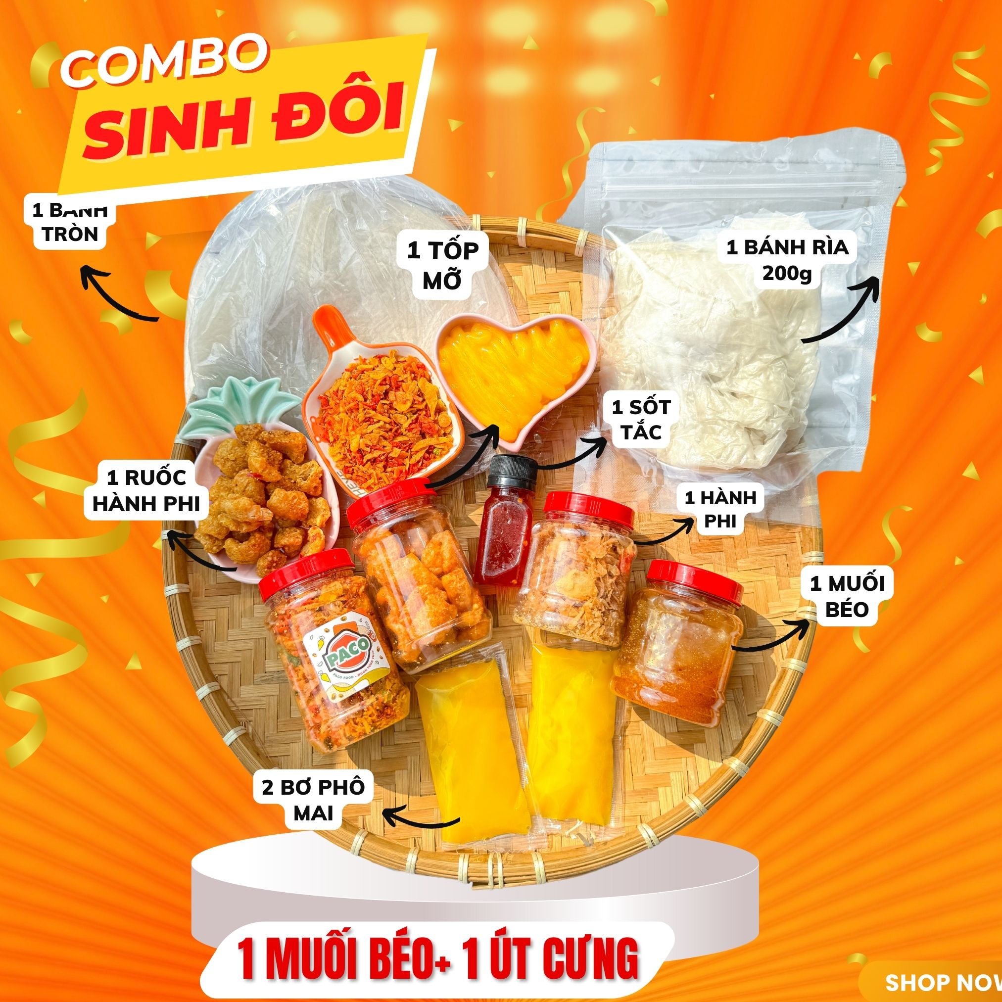 SET 2 COMBO BÁNH TRÁNG PHƠI SƯƠNG GỒM COMBO BƠ M2 5 MÓN + COMBO MUỐI BÉO HOT TREND NHÀ PACO FOOD ...