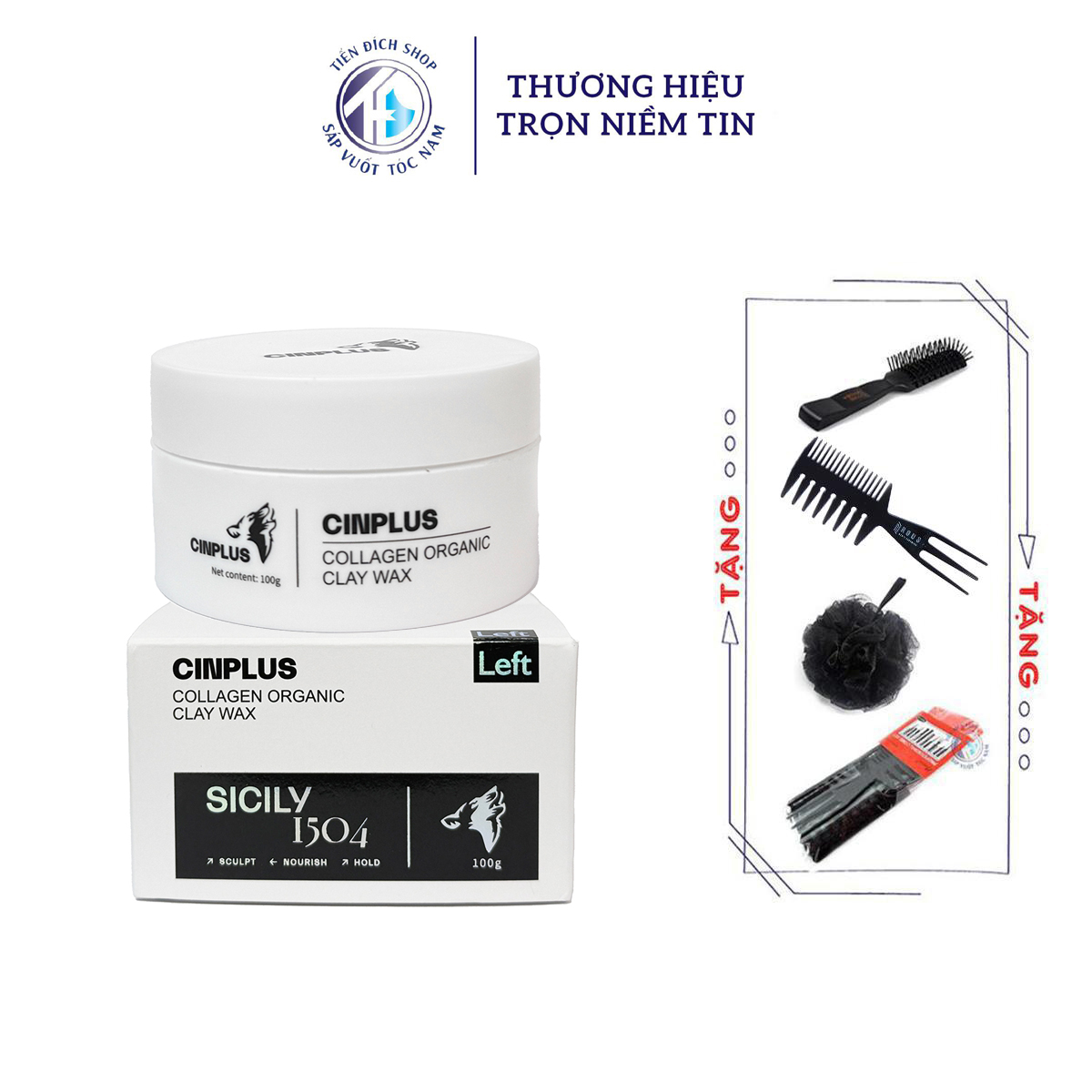 Sáp vuốt tóc nam Cinplus Clay Wax Sicily 1504 Left 100gr CIN PLUS ...