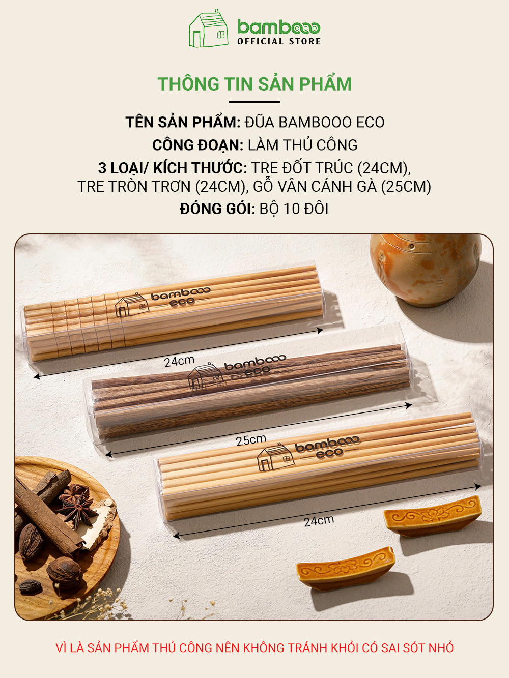 Bộ đũa gỗ tre tự nhiên BAMBOOO ECO set 5 đôi, set 10 đôi | Shopee Việt Nam