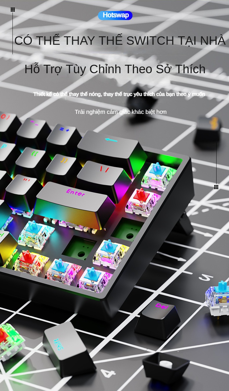 Bàn Phím Cơ Gaming Có Dây - PKSMART-AK68 - Trục Xanh Blue Switch - LED ...