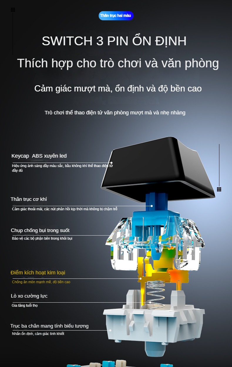 Bàn Phím Cơ Gaming Có Dây - PKSMART-AK68 - Trục Xanh Blue Switch - LED ...