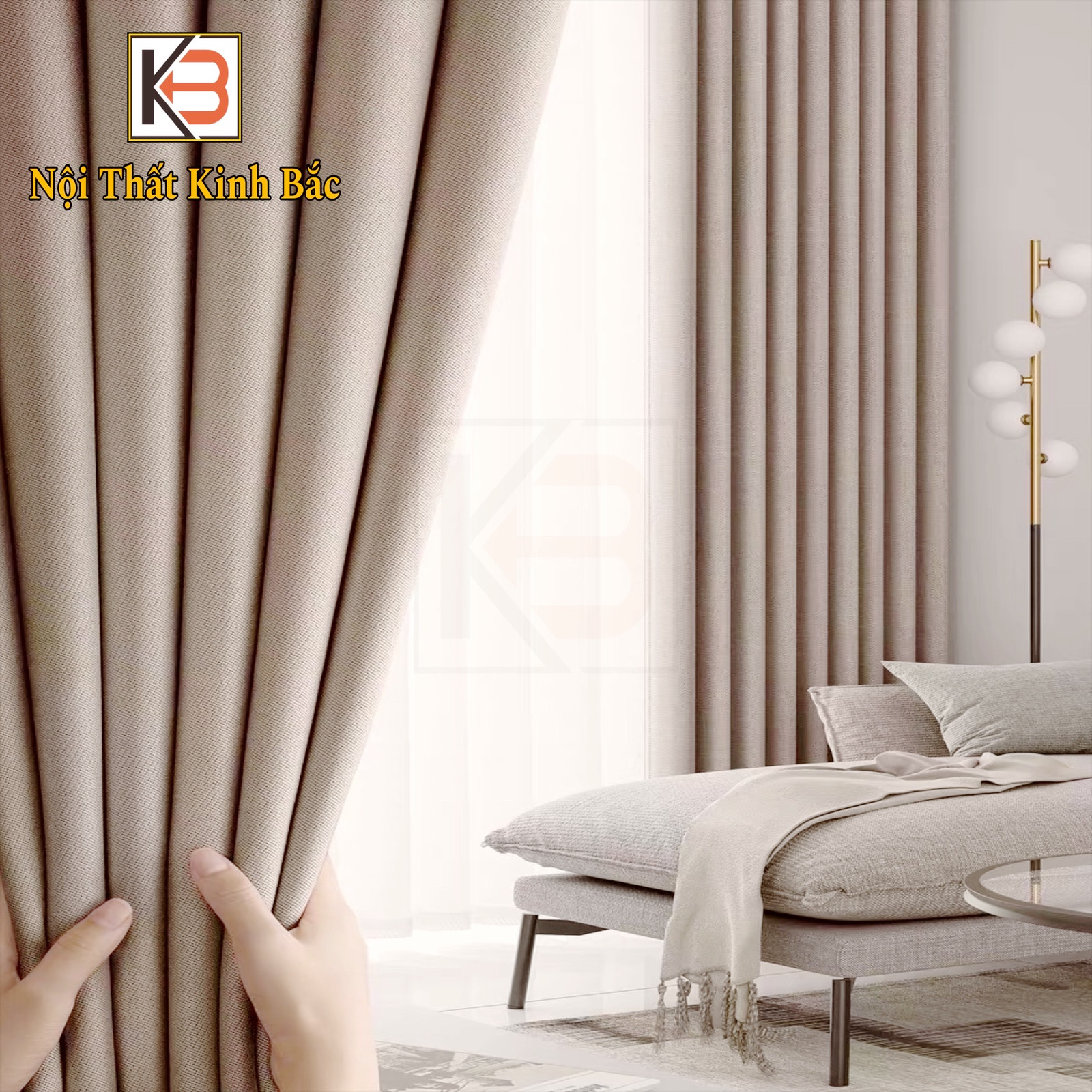 Một Tấm Rèm cửa KB03 Móc khoen tròn,Rèm vải thô dệt 5 lớp phân khúc cản nắng cao cấp nhiều màu ...