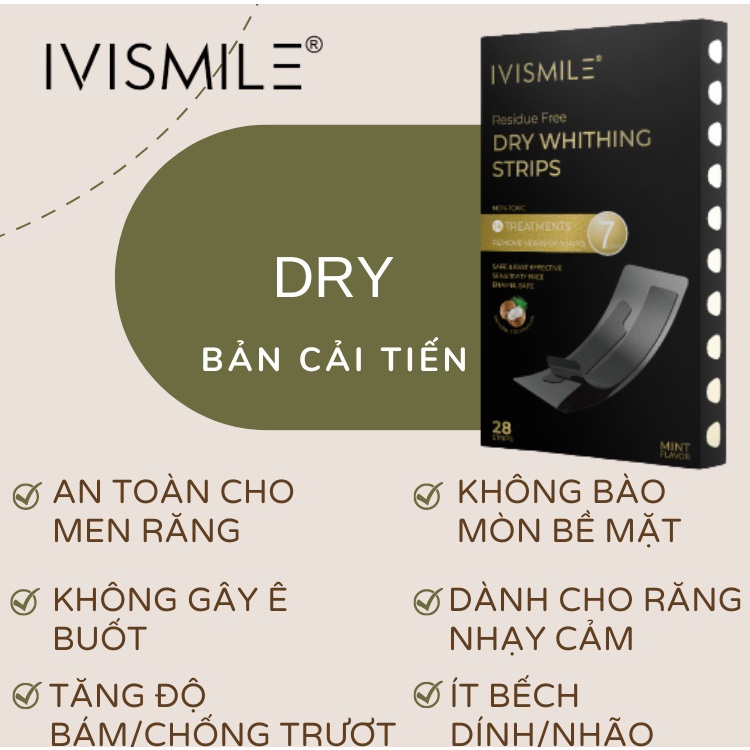 Miếng dán trắng răng IVISMILE, dán trắng răng nhanh chóng, không ê buốt giúp răng trắng sáng tự ...