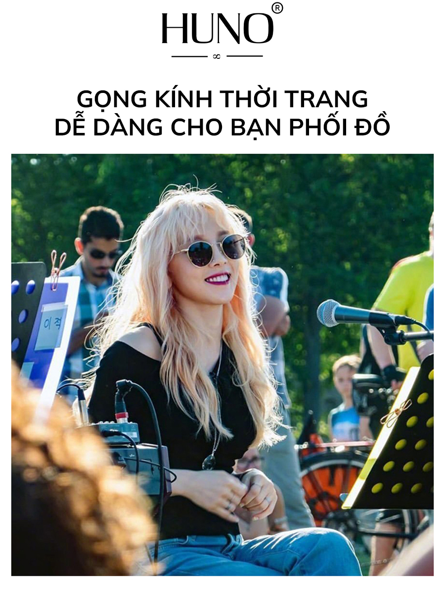 Kính râm nam nữ HUNO, kính mát kiểu dáng cổ điển hợp thời trang dễ dàng phối đồ chống tia UV ...