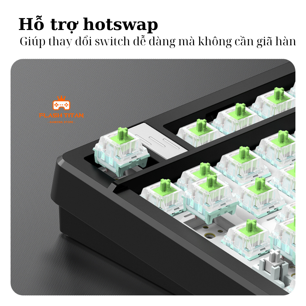 Bàn phím cơ không dây Dark Alien K102 - Hỗ trợ hotswap - 3 mode kết nối - LED RGB mạch xuôi ...