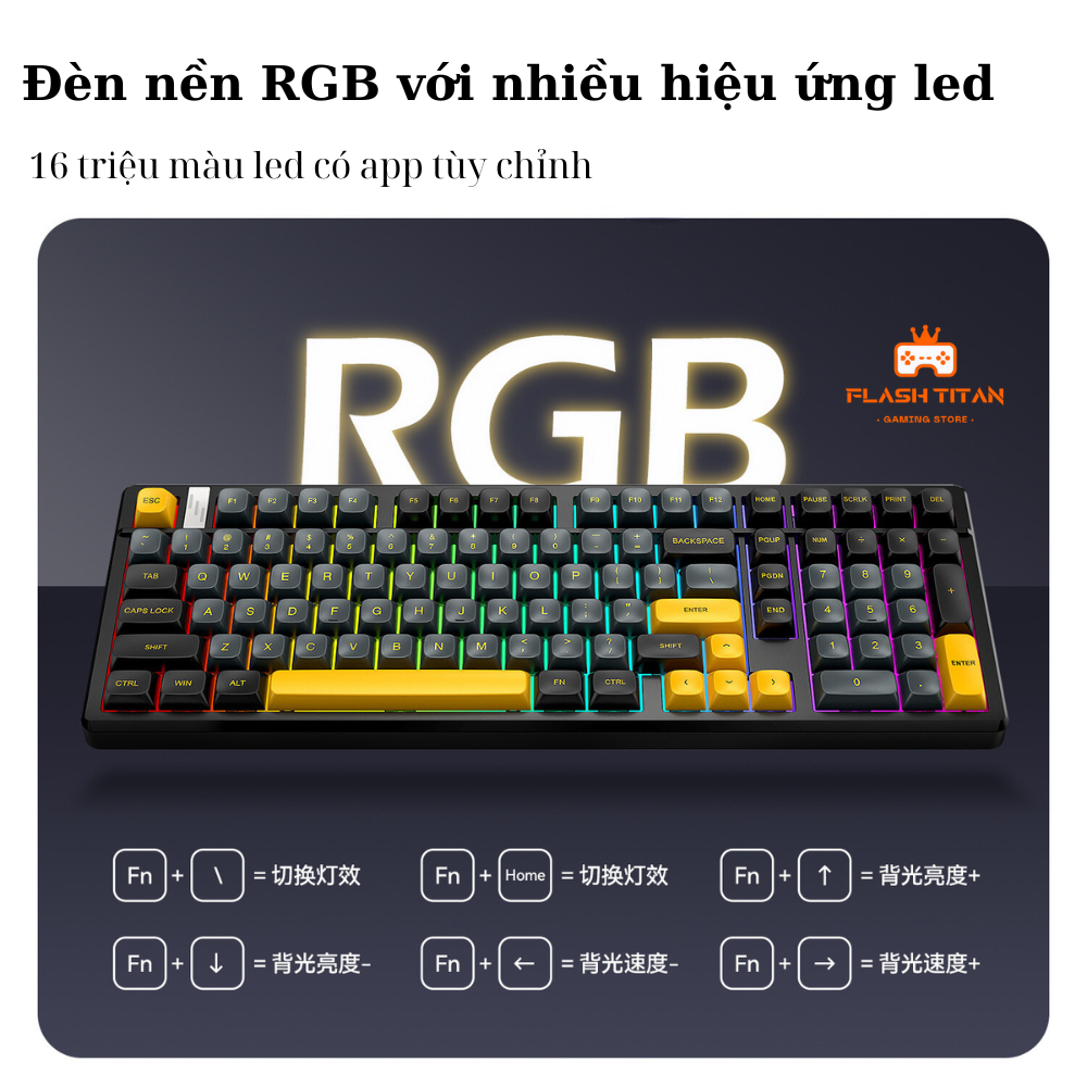 Bàn phím cơ không dây Dark Alien K102 - Hỗ trợ hotswap - 3 mode kết nối - LED RGB mạch xuôi ...