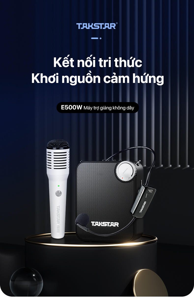 Máy Trợ Giảng 2 Mic Không Dây Cao Cấp Takstar E500W Bluetooth, Công Suất Loa Lớn 20W, Chính Hãng ...