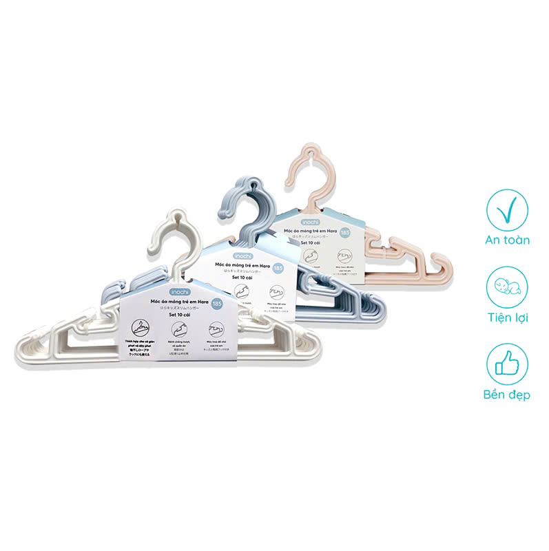 Set 10 Móc áo trẻ em Inochi (MA185) Giữ quần áo, đồ dùng luôn phẳng ...