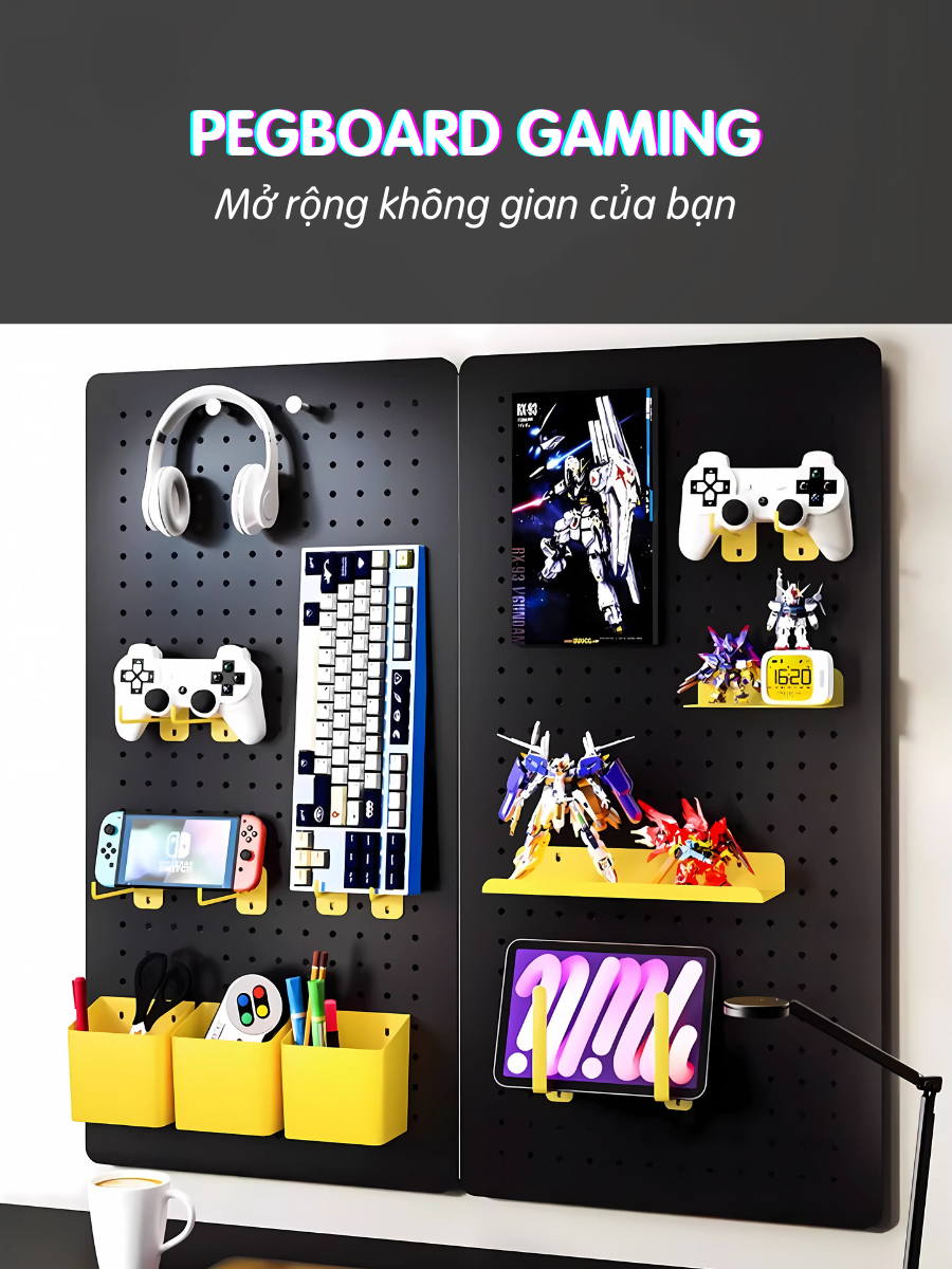 Pegboard decor gaming Dola Home để bàn phím, tay cầm chơi game, mô hình ...