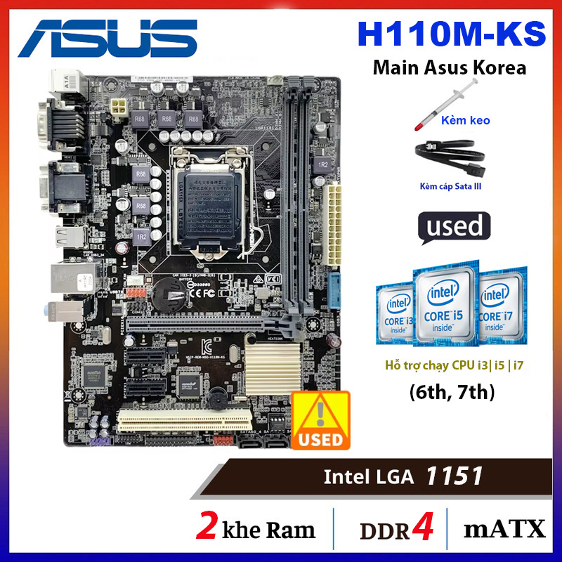 Mainboard - Bo mạch chủ máy tính ASUS B365M/ H110M/ H81M/ H61M, Socket ...