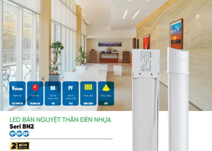 Đèn led bán nguyệt MPE 1m2, 0,6m, Đèn led tuýp MPE BN2 18W 36W 48W 6500K CHÍNH HÃNG | Shopee ...