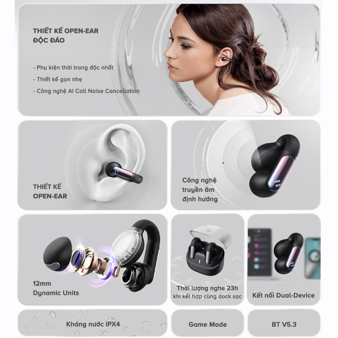 Tai Nghe Havit Openbuds 1, Thiết Kế Open-Ear, Bluetooth 5.3, Nghe Đến ...