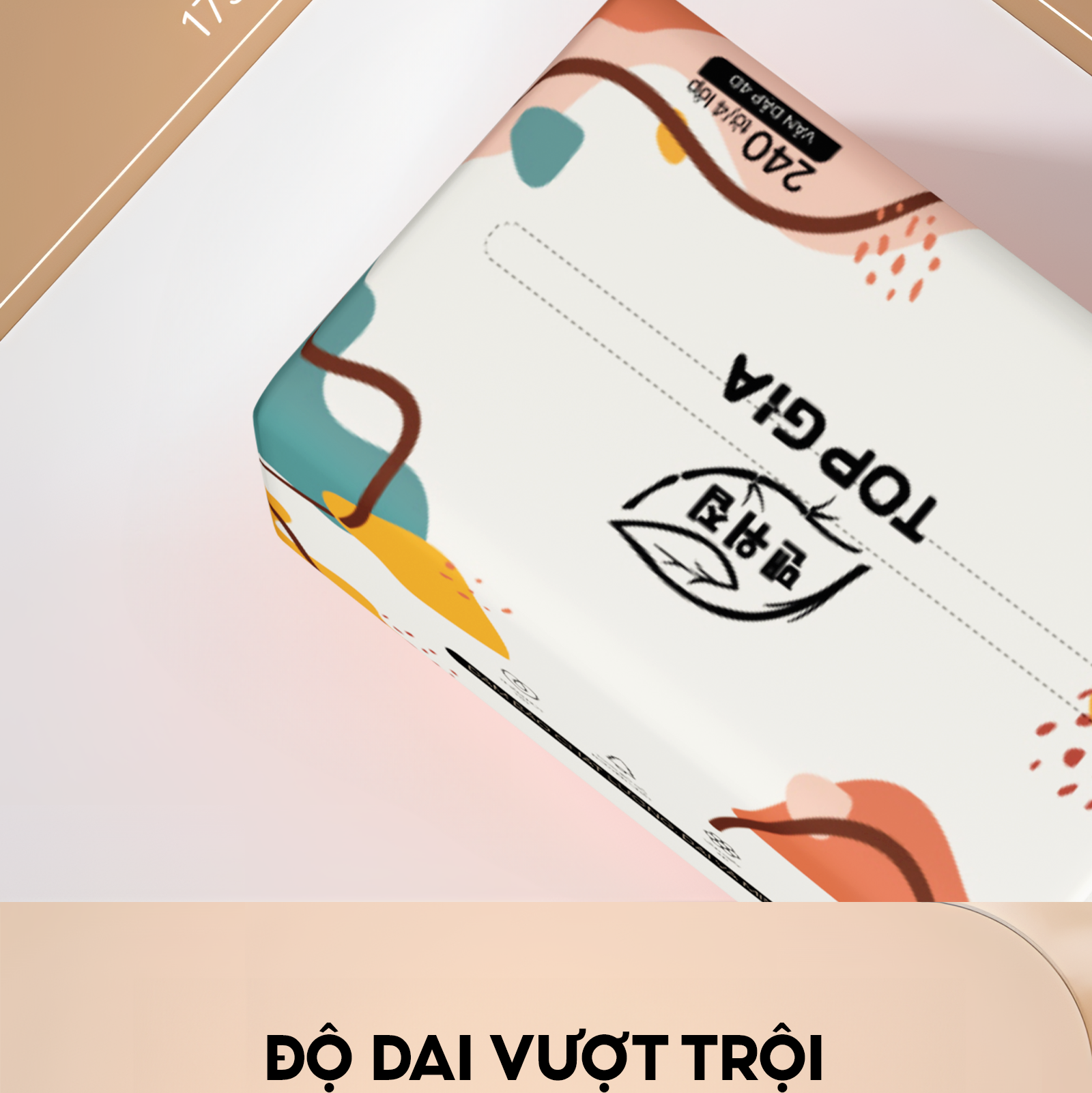 Giấy ăn rút Topgia thùng 40 gói đa sắc cao cấp 240 tờ 4 lớp, dập vân 4D ...