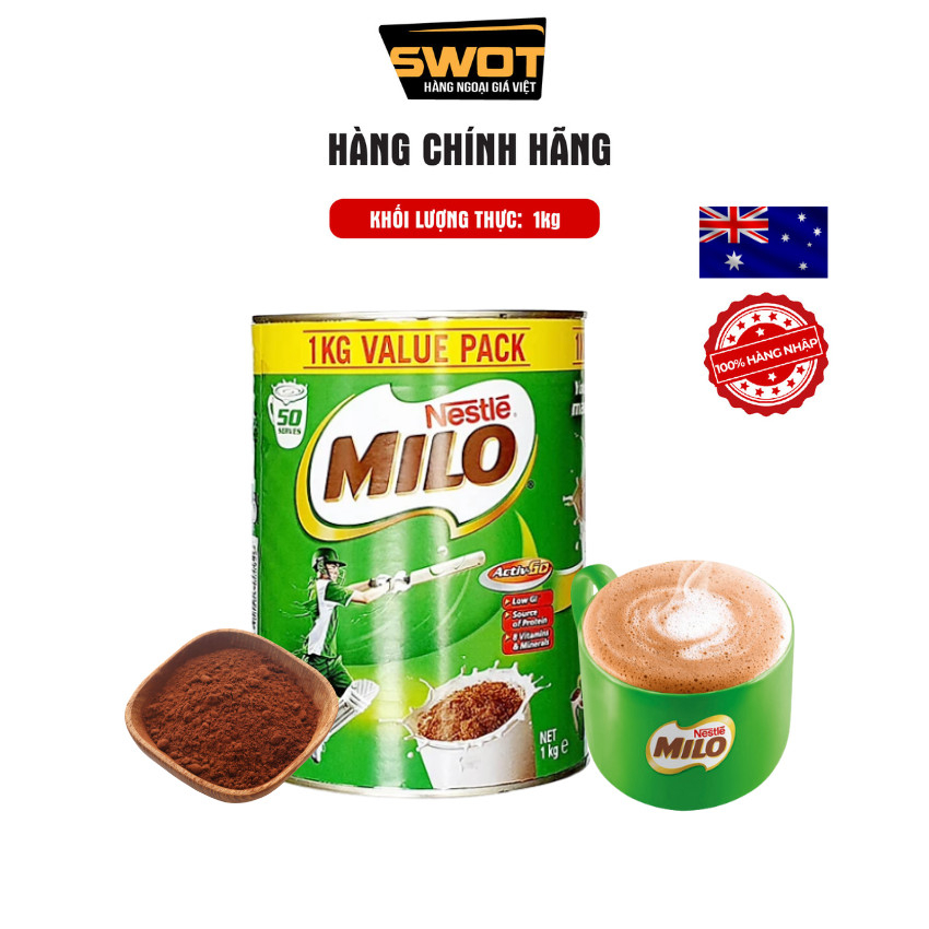 Bột cacao Milo Nestle Úc 1Kg, Bột sữa Milo cacao thơm ngon vị ngọt ...
