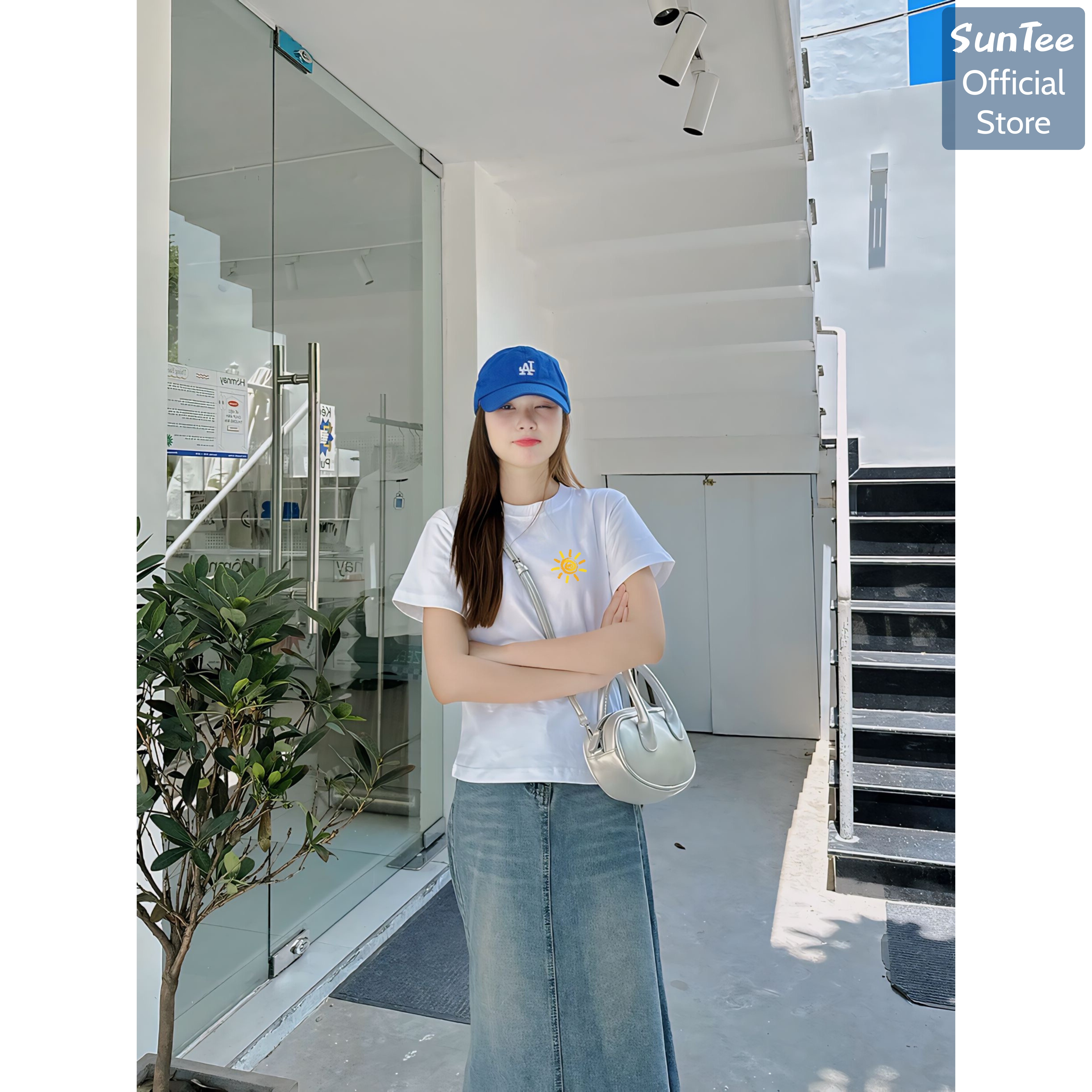 Áo thun nữ form vừa SUNTEE STFV507 phong cách basic in hình 07 vải cotton 250GSM cao cấp thoáng ...