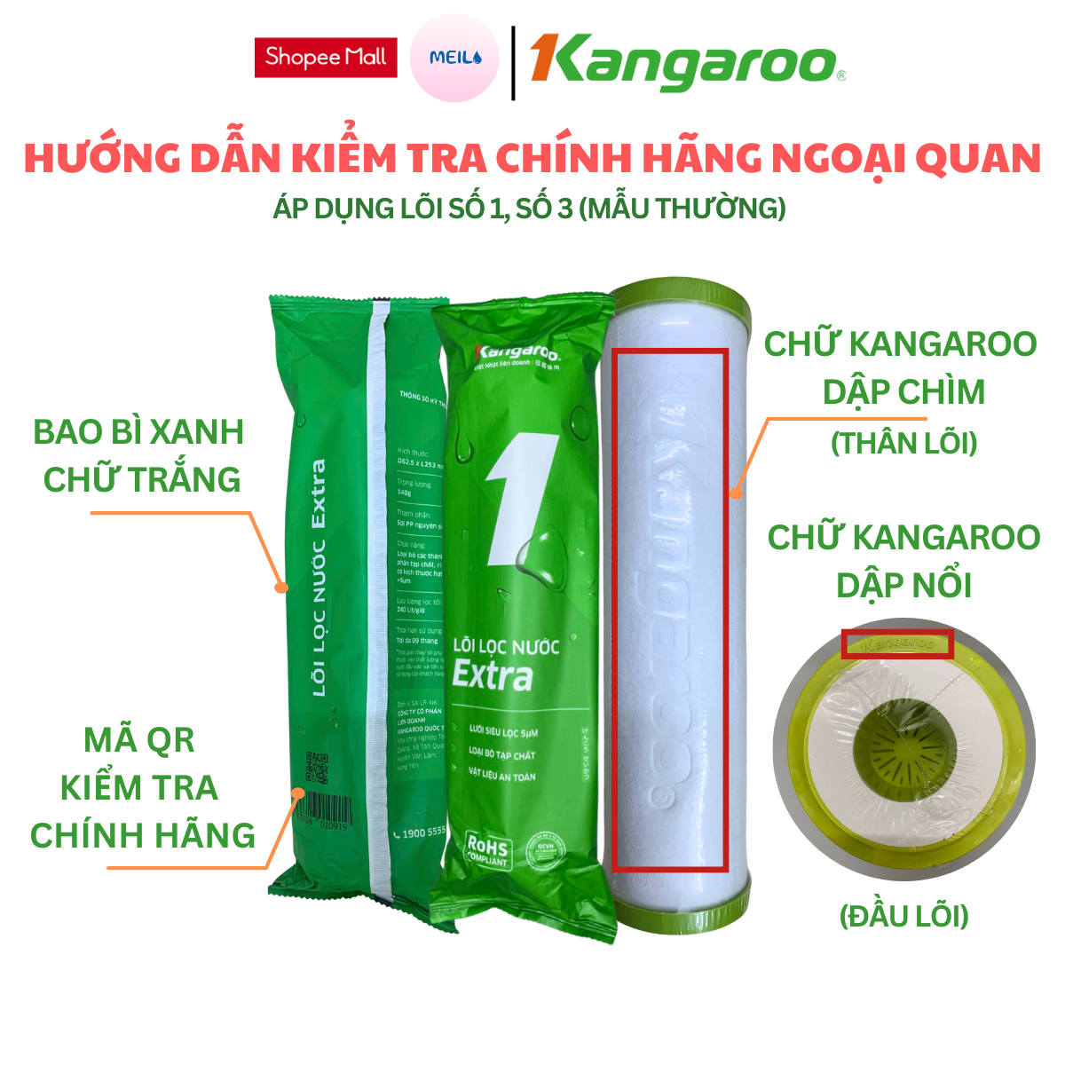 Combo 6 Lõi Lọc Kangaroo Gồm Bộ Thô 123 và RO50GPD Nano Ceramic Model ...