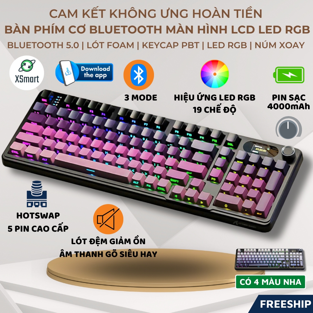 Bàn Phím Cơ Bluetooth Attack Shark X98 PRO MAX Có Màn Hình 3 Mode cho ...