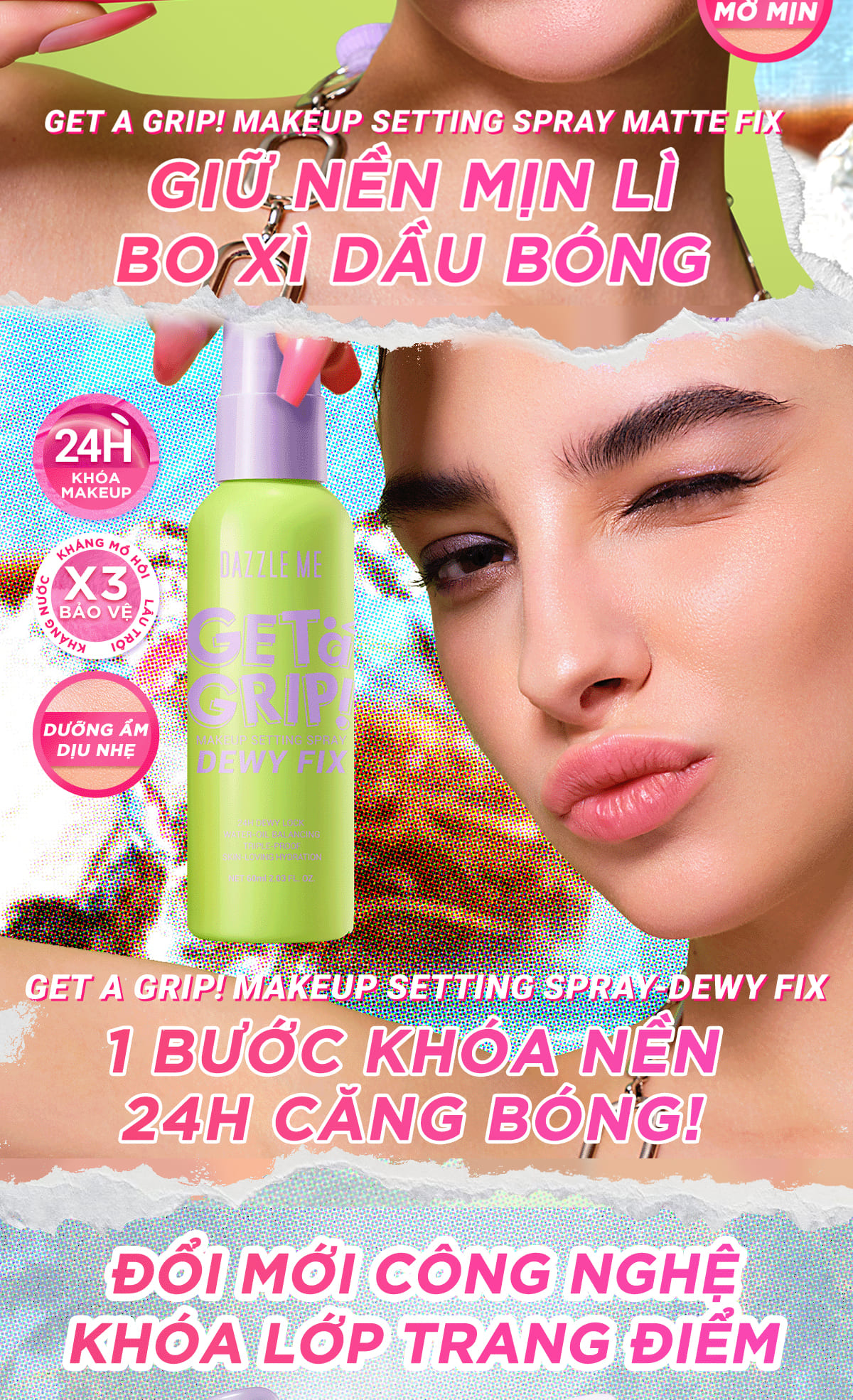 Xịt Khóa Make up Nền DAZZLE ME Setting Spray Matte Fix trang điểm kiểm ...