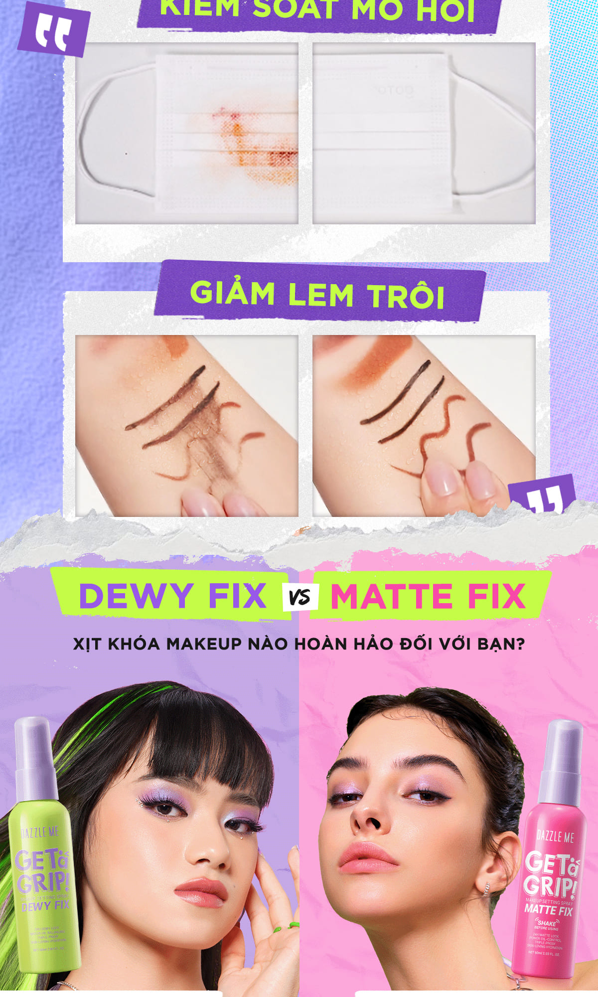 Xịt Khóa Make up Nền DAZZLE ME Setting Spray Matte Fix trang điểm kiểm ...