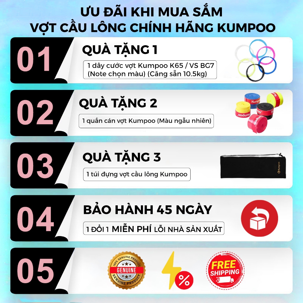 Vợt cầu lông Kumpoo Pandora 5UG6 bản mới 2025 carbon fiber nhẹ bền ...