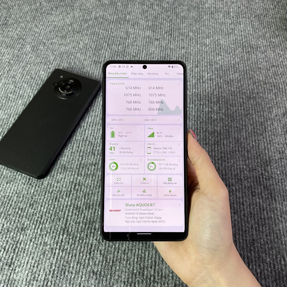 Điện thoại Sharp Aquos R7 màn 240Hz RAM 12G+256G - Chip Snap 8 Gen 1 ...