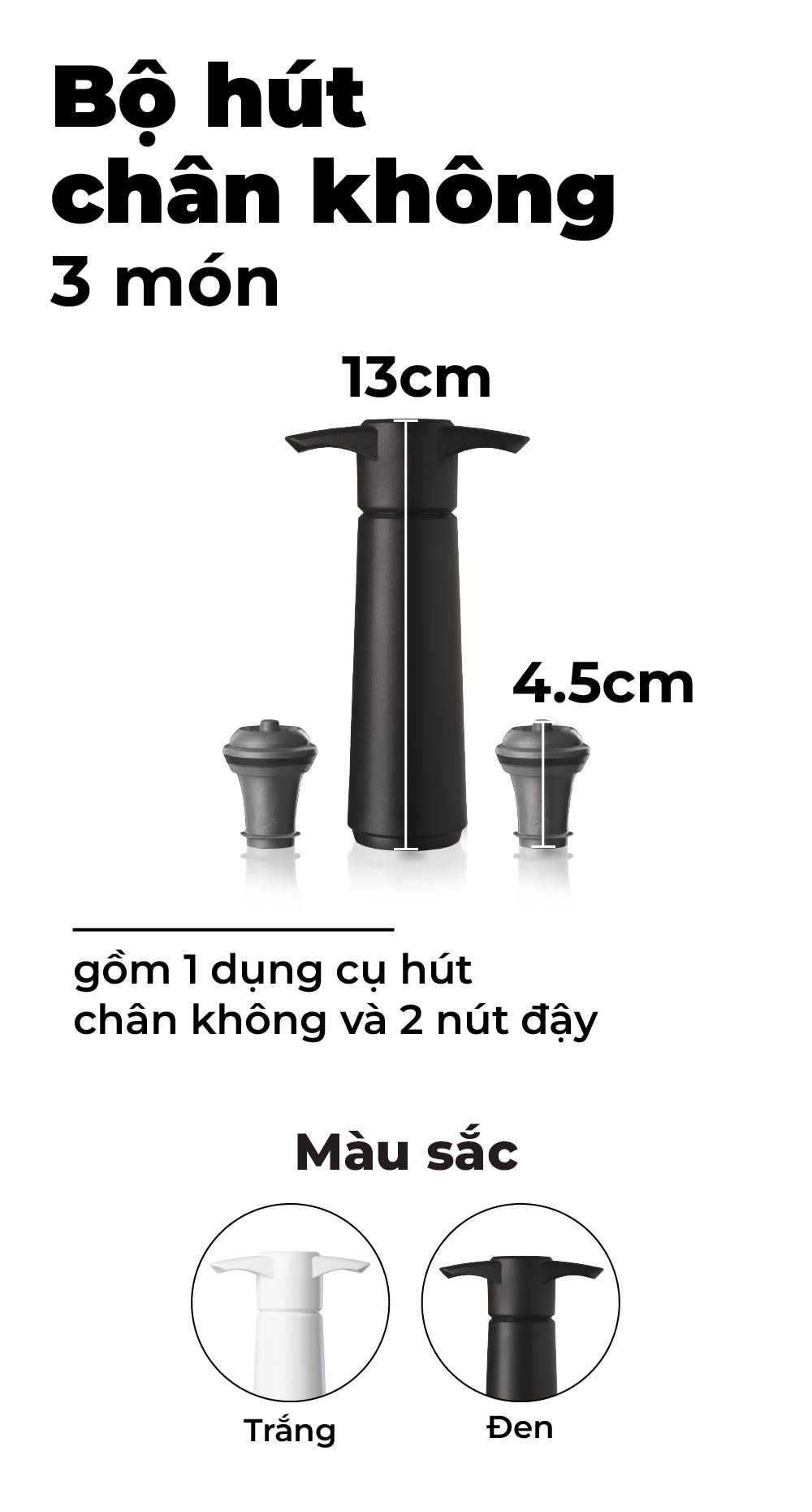 Vacu Vin - Bộ Hút Chân Không - 3 Món - Màu Đen/Trắng | Shopee Việt Nam
