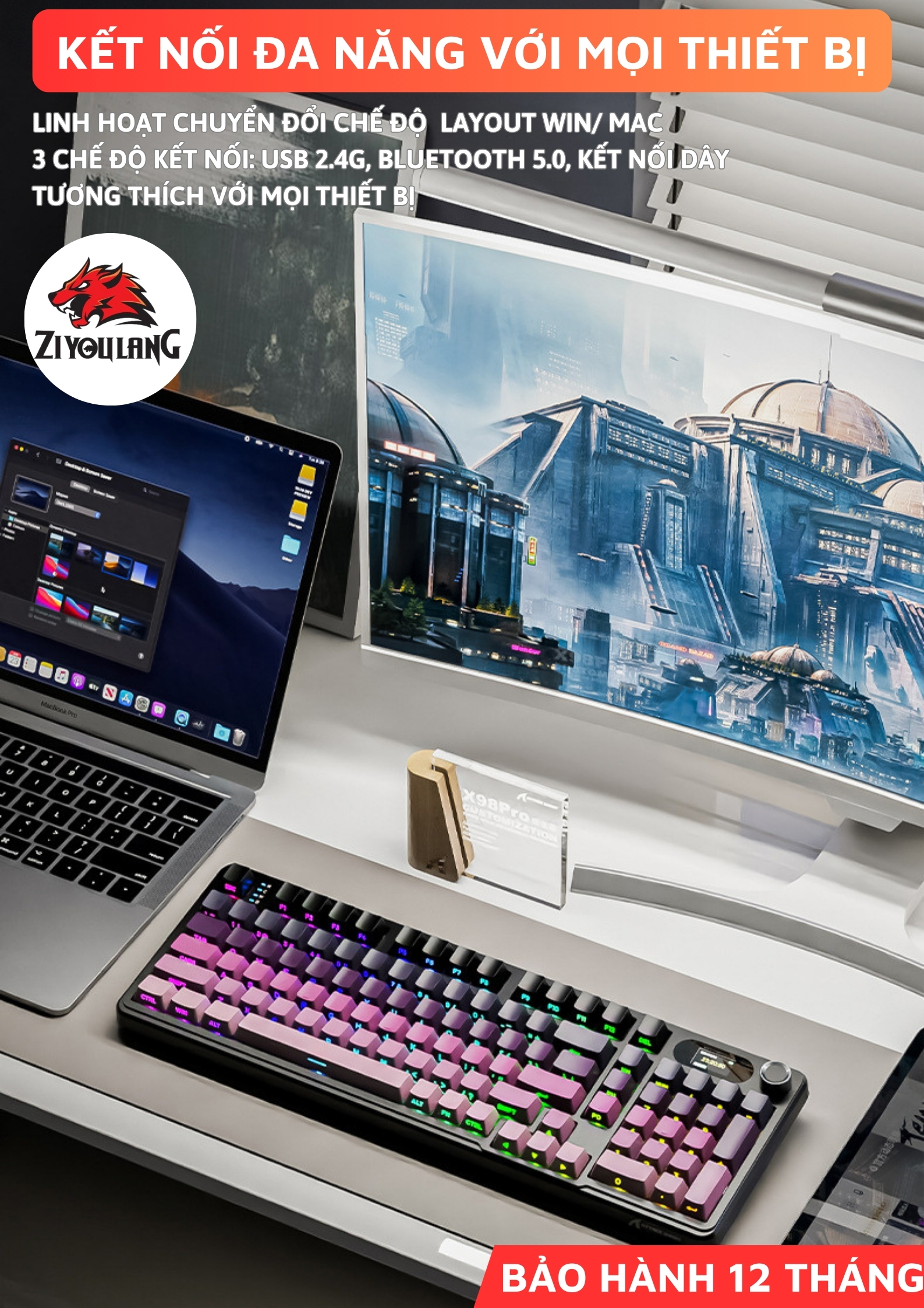Bàn Phím Cơ Không Dây Attack Shark X98 PRO MAX - Núm Xoay Đa Năng,Tích ...