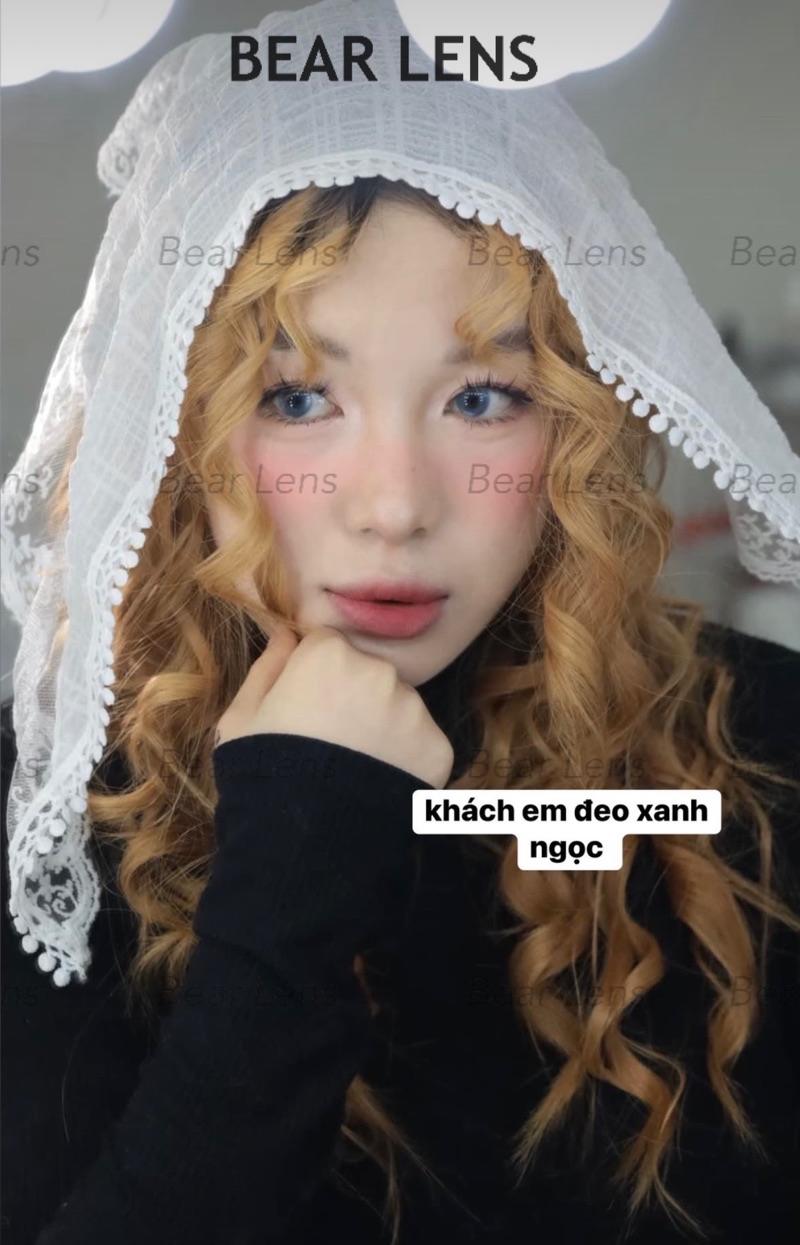 [CÓ CẬN] BEAR LENS Kính Áp Tròng Xanh Douyin Filter Sea Elf Blue Size ...