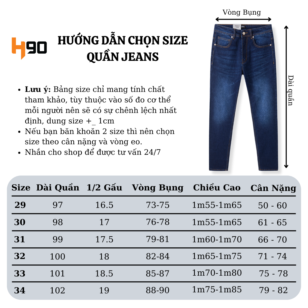 Quần Jeans nam H90 dáng basic Slim Co Giãn Tốt, Không Bai Xù, Bền Màu ...