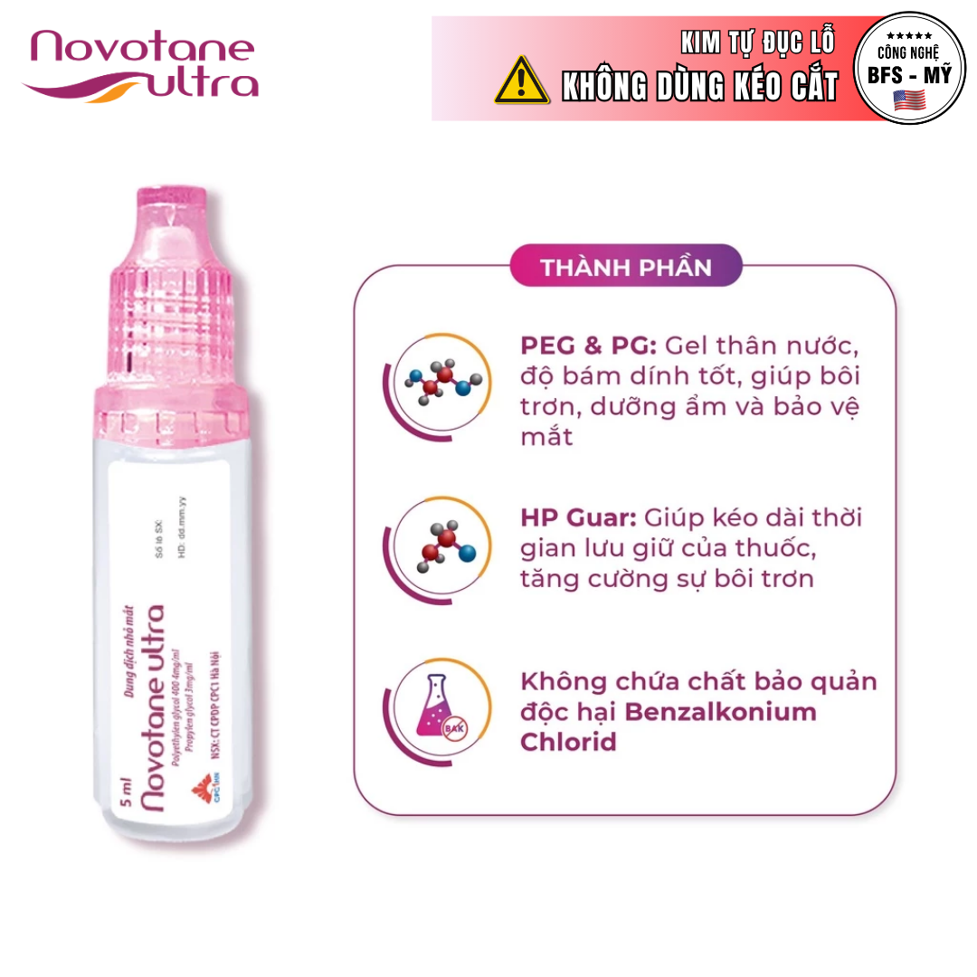 Nước Mắt Nhân Tạo Dưỡng Ẩm Mắt Hàng Ngày Novotane Ultra 5ml, Giảm Khô ...
