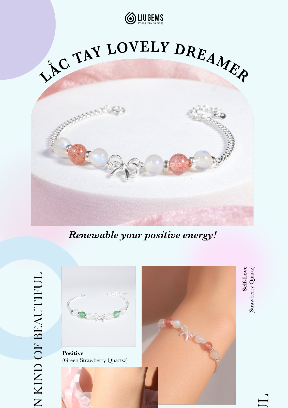 Lắc Tay Bạc Nữ 925 Liugems Lovely Dreamer 6 Viên Đá Phong Thủy Tự Nhiên ...