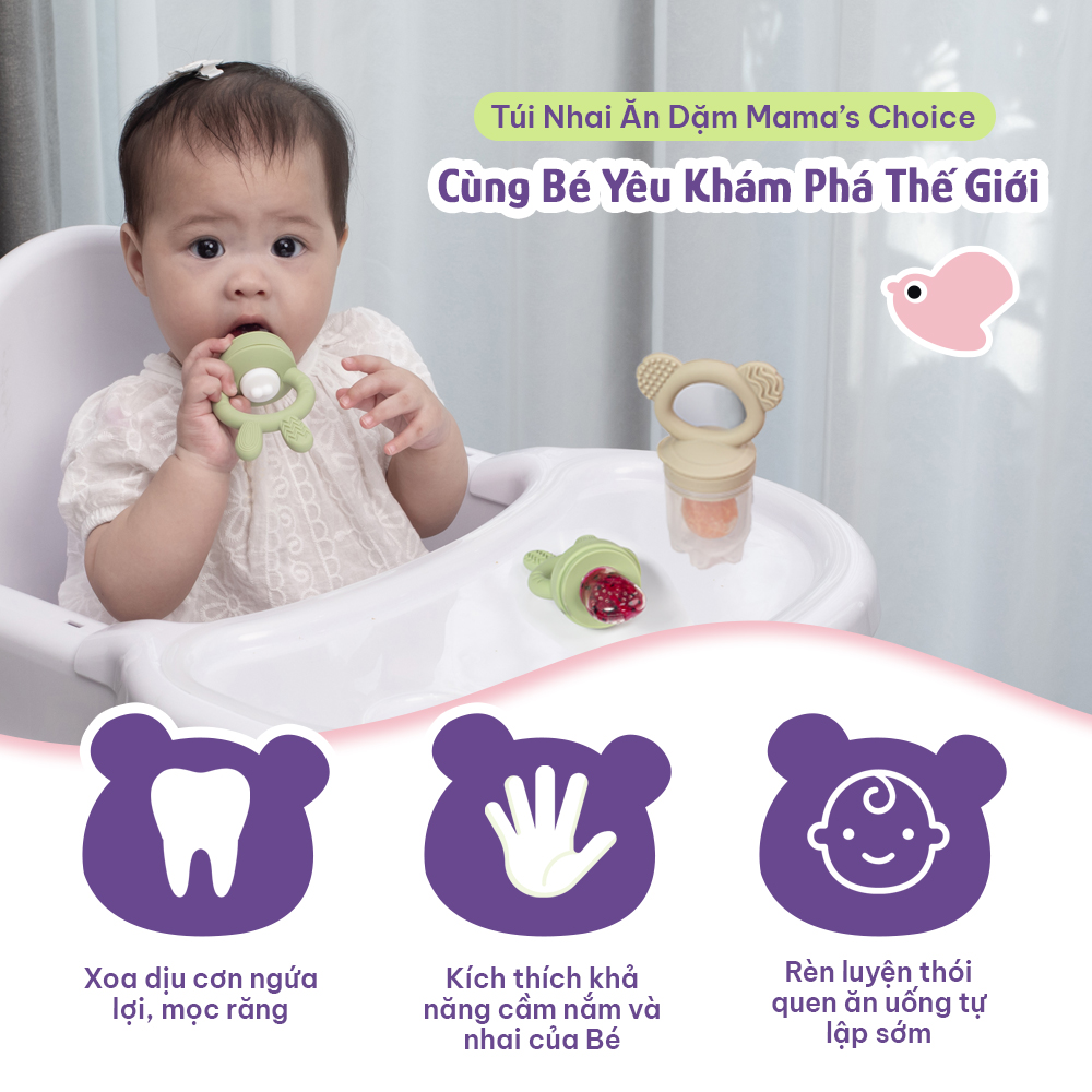 Túi Nhai Ăn Dặm Mama's Choice Cho Bé, Núm Nhai Hoa Quả Chống Hóc, Tặng ...