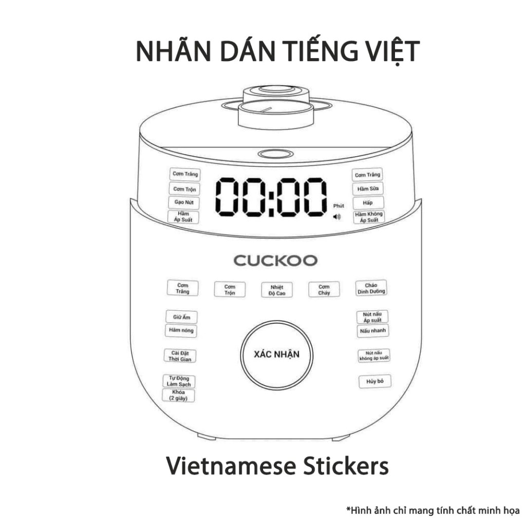 [Quà tặng không bán] Nhãn dán tiếng Việt dành cho nồi cơm điện Cuckoo ...