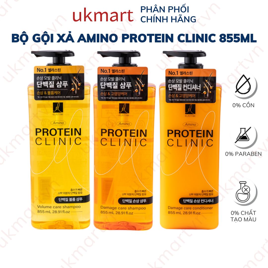 Dầu gội - xả Protein Hàn Quốc mọc tóc, giúp dày tóc Elastine Amino Protein Clinic 855ml | Shopee ...