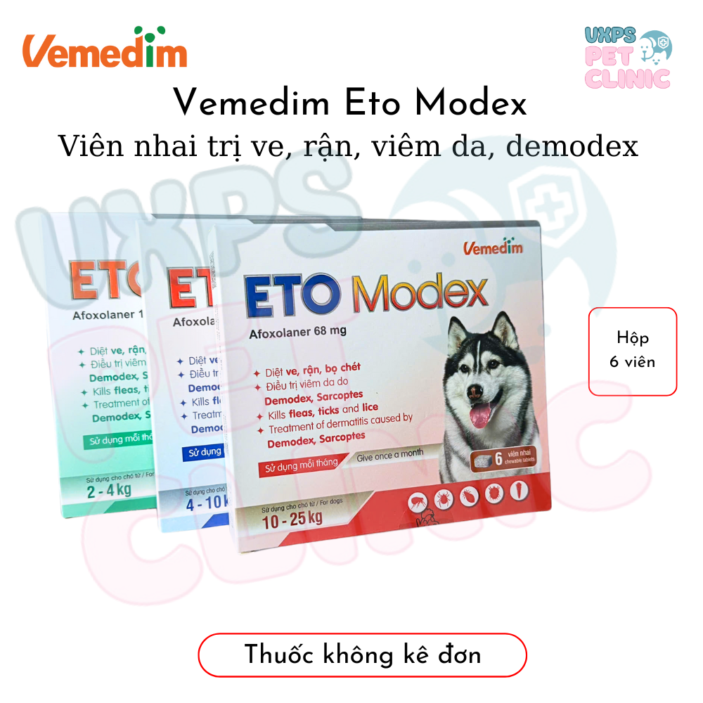 [Hộp 6 Viên] Eto Modex - Viên Nhai Phòng Ve Rận, Viêm Da, Ghẻ Do ...