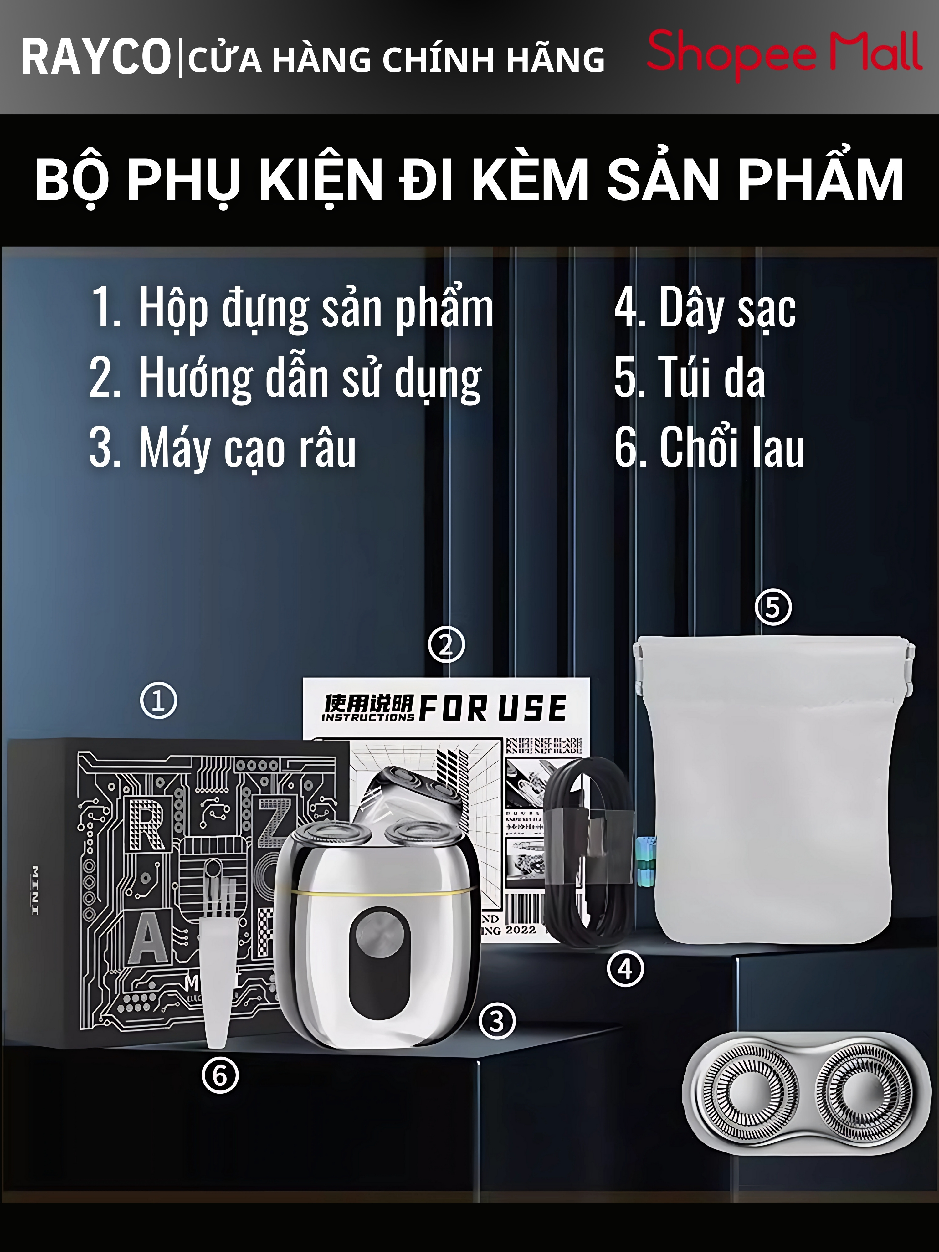 Máy cạo râu mini Rayco, cạo râu nam chính hãng cao cấp chống nước IPX7 ...