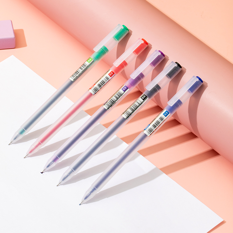 Combo 5 Bút Bi Nước Mực Tím Gel Nhanh Khô Deli 5 Màu Đen Xanh Đỏ Tím ...