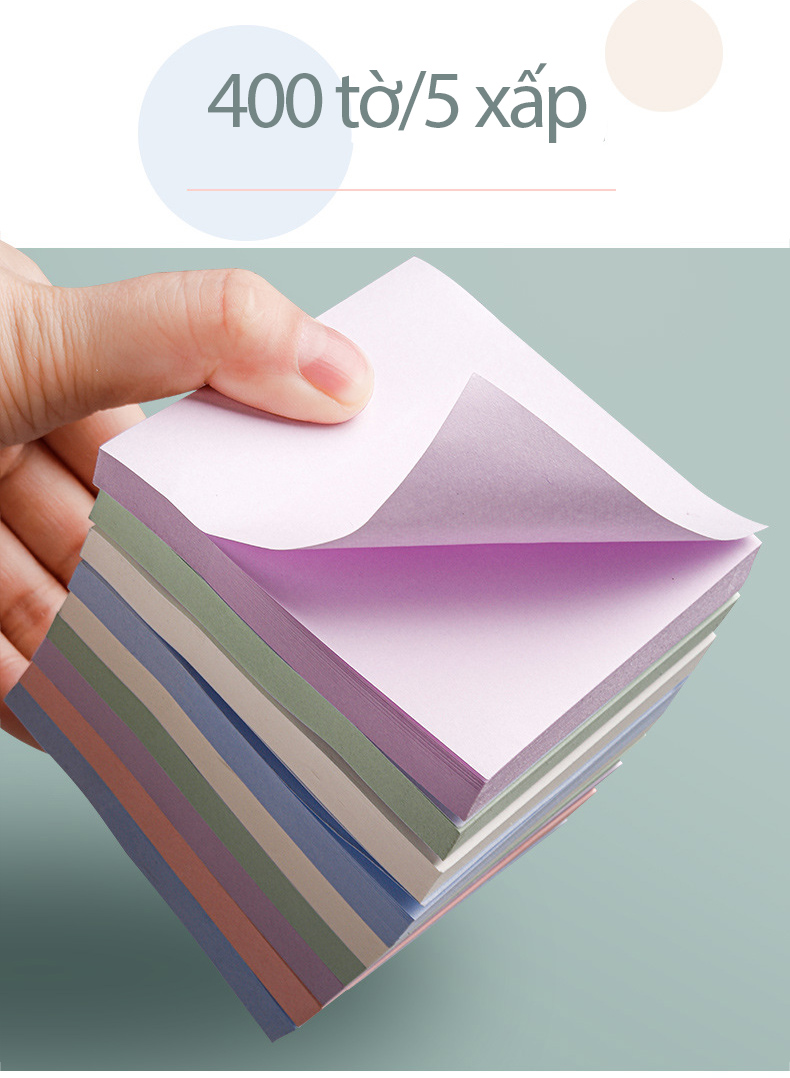 Giấy note KNOTE dán ghi chú set 400 tờ màu pastel cực đẹp độ dính tốt ...