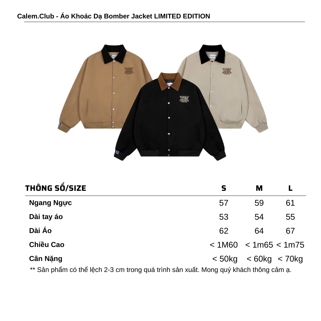 Áo Khoác Dạ Bomber Jacket Calem.Club LIMITED EDITION chất vải dạ lót dù ...
